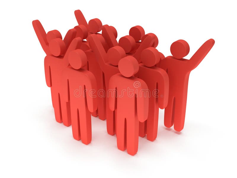 Group of Stylized Red People Stand on White Stock Illustration ...