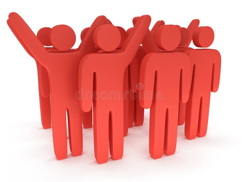 Group of Stylized Red People Stand on White Stock Illustration ...