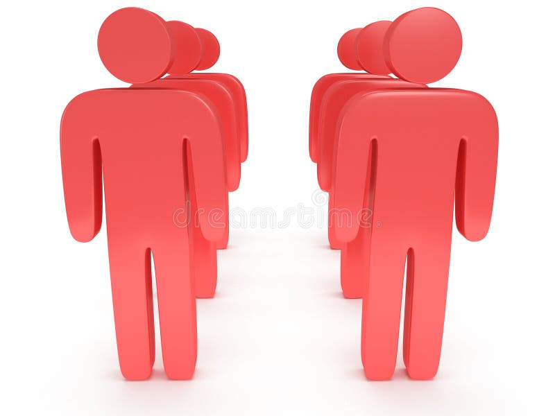 Group of Stylized Red People Stand on White Stock Illustration ...