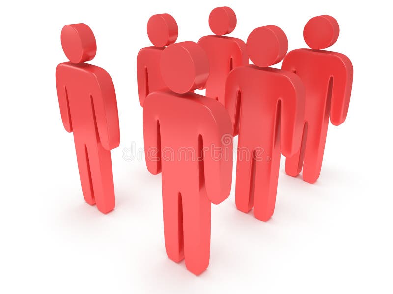 Group of Stylized Red People Stand on White Stock Illustration ...