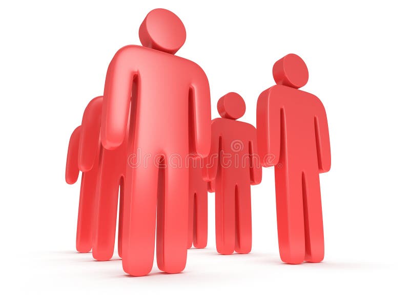 Group of Stylized Red People Stand on White Stock Illustration ...