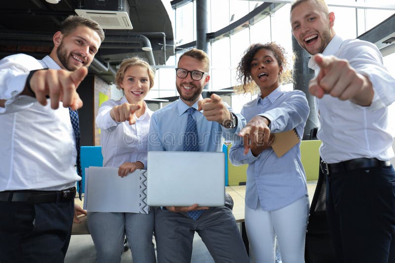 Group of Successful Employees Pointing To You Stock Photo - Image of ...