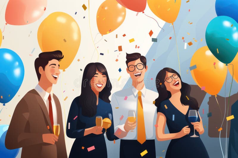 Group of Successful Happy Business People in Office Celebrating ...