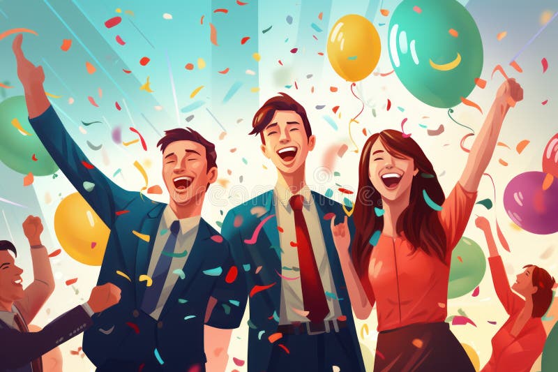 Group of Successful Happy Business People in Office Celebrating ...