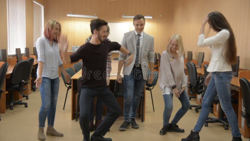 Group of Successful People Dancing in a Computer Room Stock Footage ...