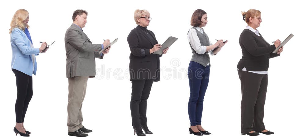 Group of Successful People with Notepad in Hands Isolated Stock Image ...