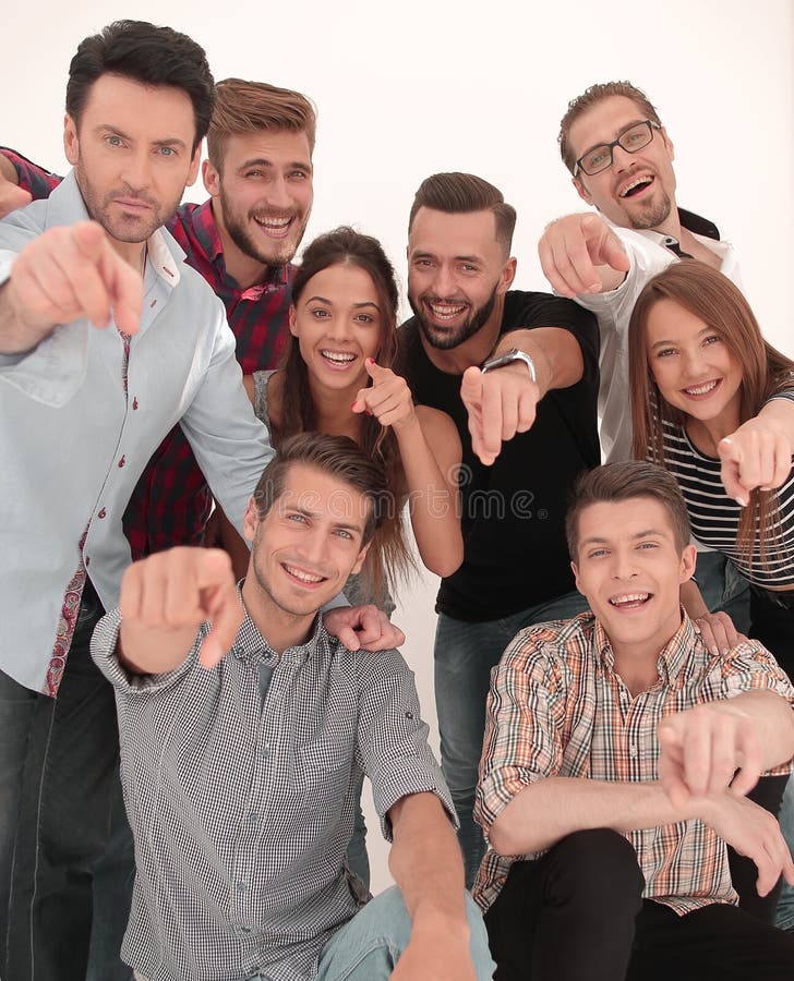 Group of Successful Young Men Pointing at You Stock Image - Image of ...