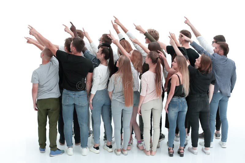 Group of Successful Young People Pointing in One Direction Stock Photo ...