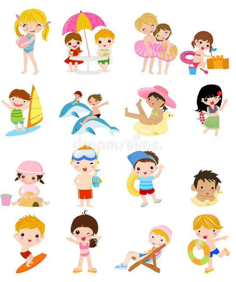 Group of summer children stock vector. Illustration of people - 45631521