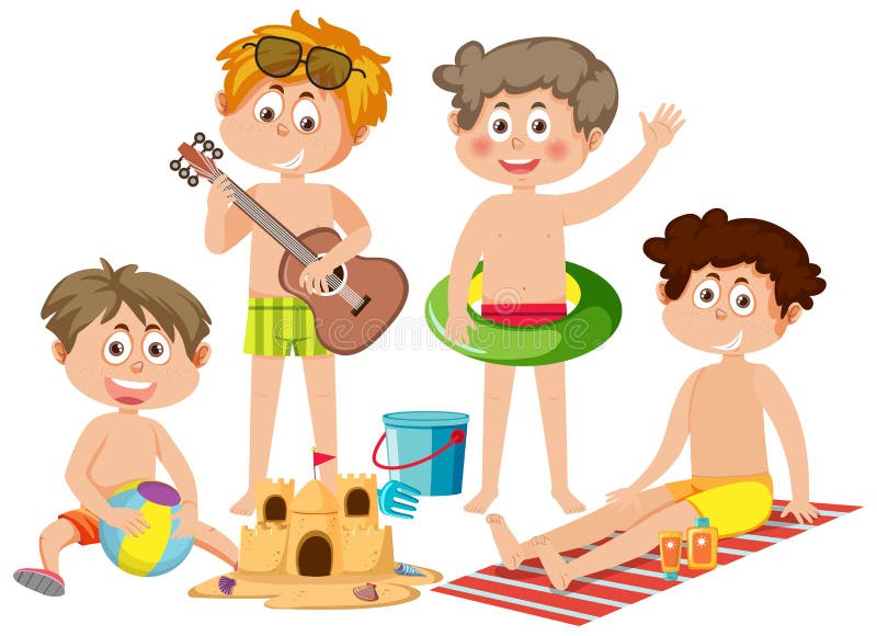 A group of summer kids stock vector. Illustration of people - 266650003