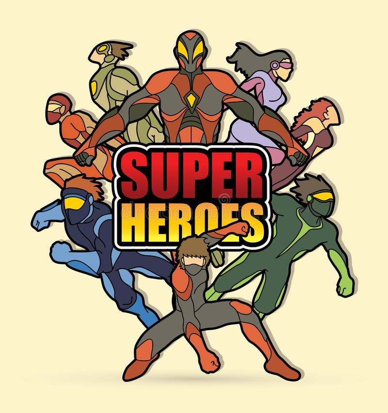 A group of heroes stock vector. Illustration of mask - 47067680