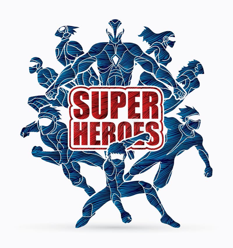Group of Super Heroes Action, Unity Together Team Work Stock Vector ...