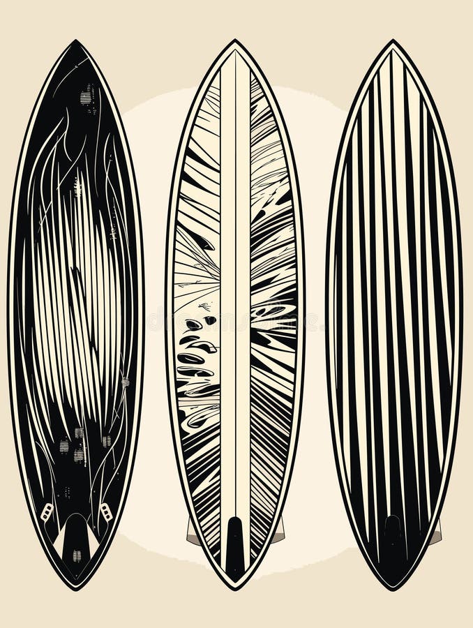 A Group of Surfboards with Designs - Surfboard Poster Stock Vector ...