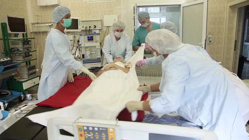 Patient Transportation in Hospital`s Hallway Stock Footage - Video of ...