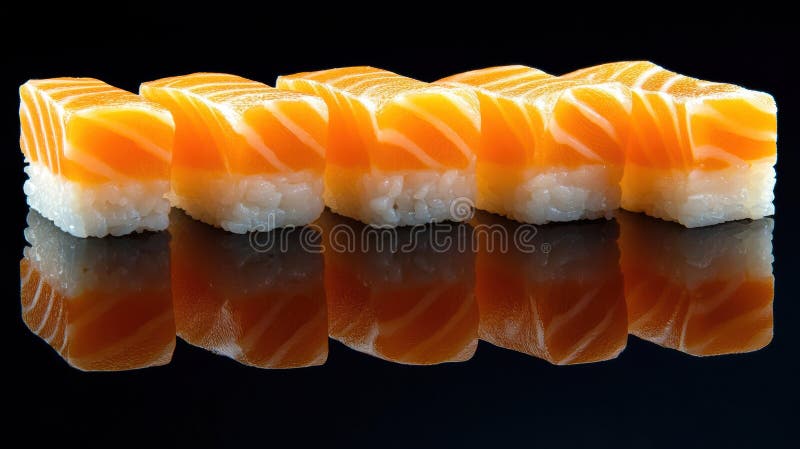 A Group of Sushi Pieces are Arranged in a Row, AI Stock Image - Image ...