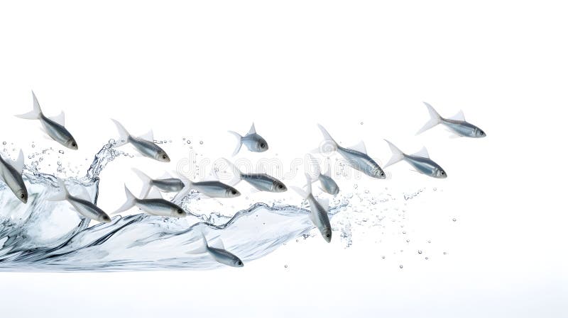 A Group of Synchronized Fish Swimming in Unison Stock Illustration ...
