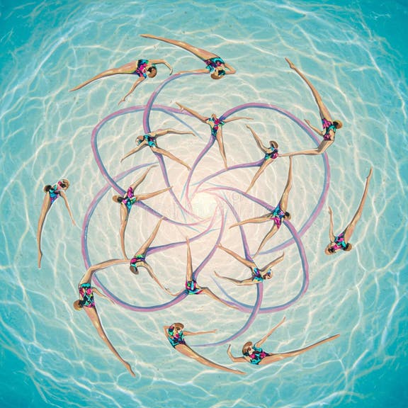 A Group of Synchronized Swimmers Perform an Intricate Routine in a ...