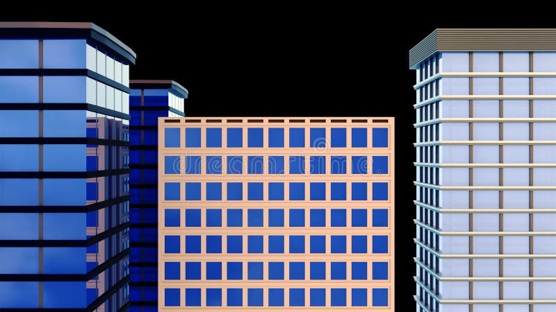 A Group of Tall, Modern, Stylized Skyscraper Buildings. Stock ...