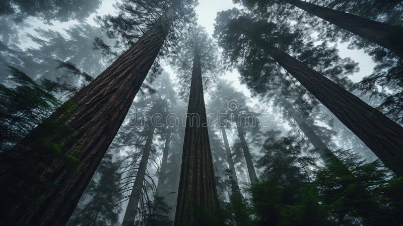 A Group of Tall Trees Standing in the Middle of a Forest. Generative Ai ...