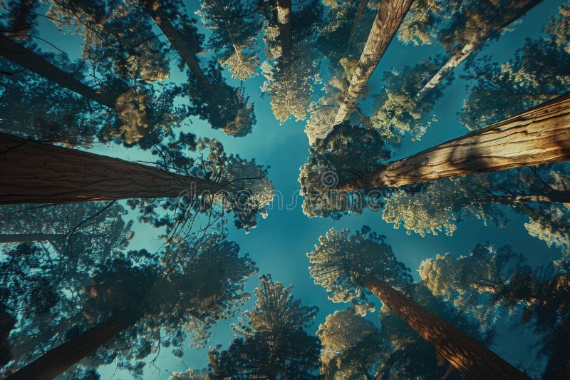 A Group of Tall Trees Standing Together in a Dense Forest Stock Photo ...