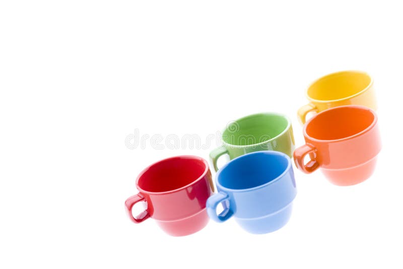 Group of Tea Mugs stock photo. Image of five, drink, vibrant - 7110262