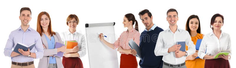 Group of Teachers on Background. Banner Design Stock Photo - Image of ...