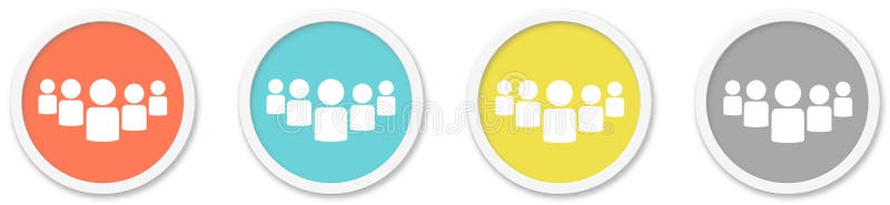 Group or Team Icon - Symbol on 4 Round Buttons Stock Illustration ...
