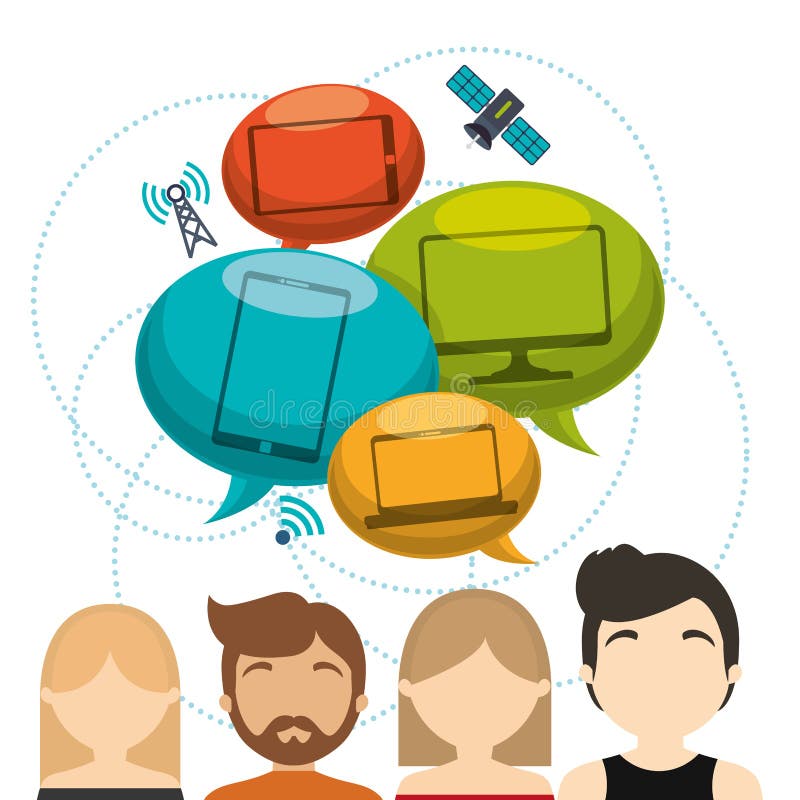 Group Technology Connected Device Satellite Internet Stock Vector ...