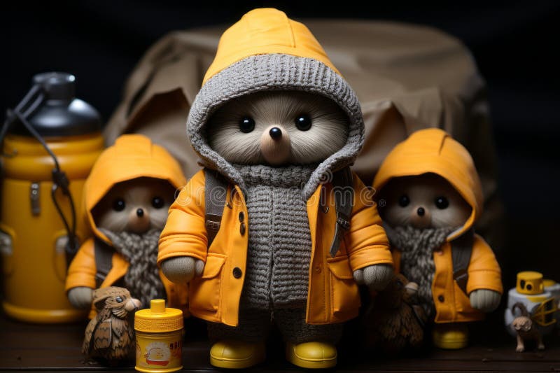 A Group of Teddy Bears Dressed in Coats and Hats Stock Illustration ...