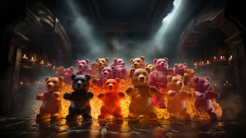 A Group of Teddy Bears on a Stage Stock Illustration - Illustration of ...