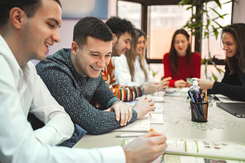 Group of Teenage Students at Language School Stock Image - Image of ...