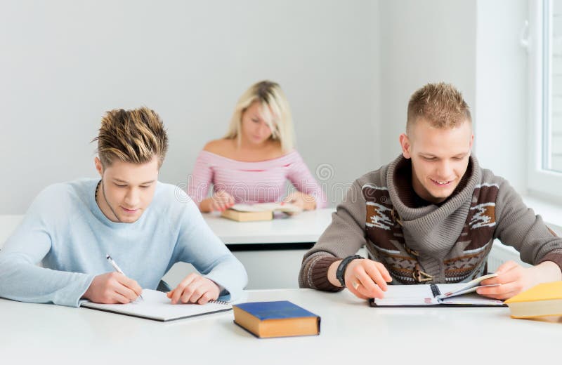 Group of Teenage Students Studying at the Lesson Stock Image - Image of ...