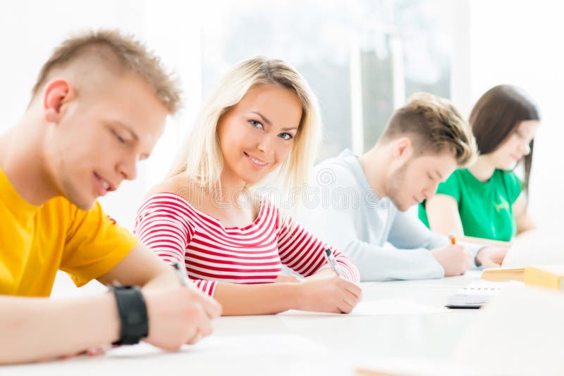 Group of Teenage Students Studying at the Lesson in the Classroom Stock ...