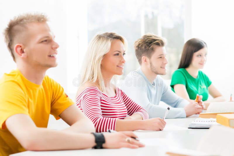 Group of Teenage Students Studying at the Lesson in the Classroom Stock ...