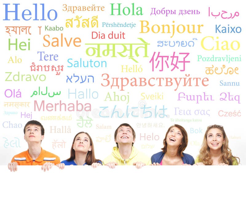 Group of Teenagers on a Background with Words Stock Photo - Image of ...