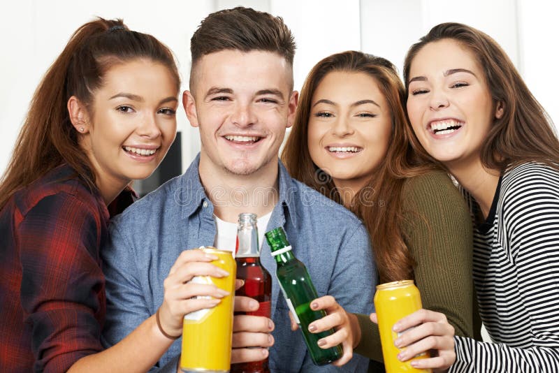 Group of Teenagers Drinking Alcohol at Party Stock Photo - Image of ...