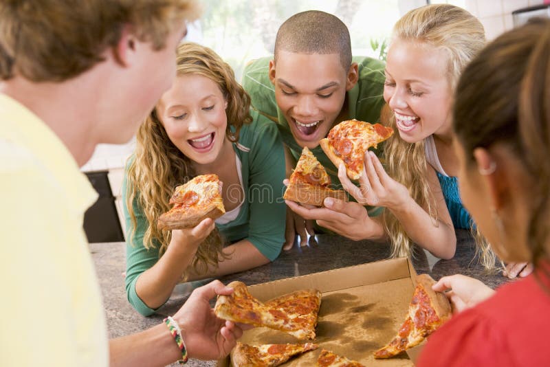 Group of Teenagers Eating Pizza Stock Photo - Image of group, diet: 6883268