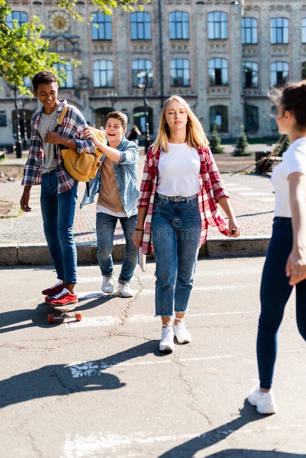 Group of Teenagers Having Fun Together Stock Photo - Image of skating ...