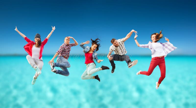 Group of teenagers jumping stock photo. Image of dance - 38434910