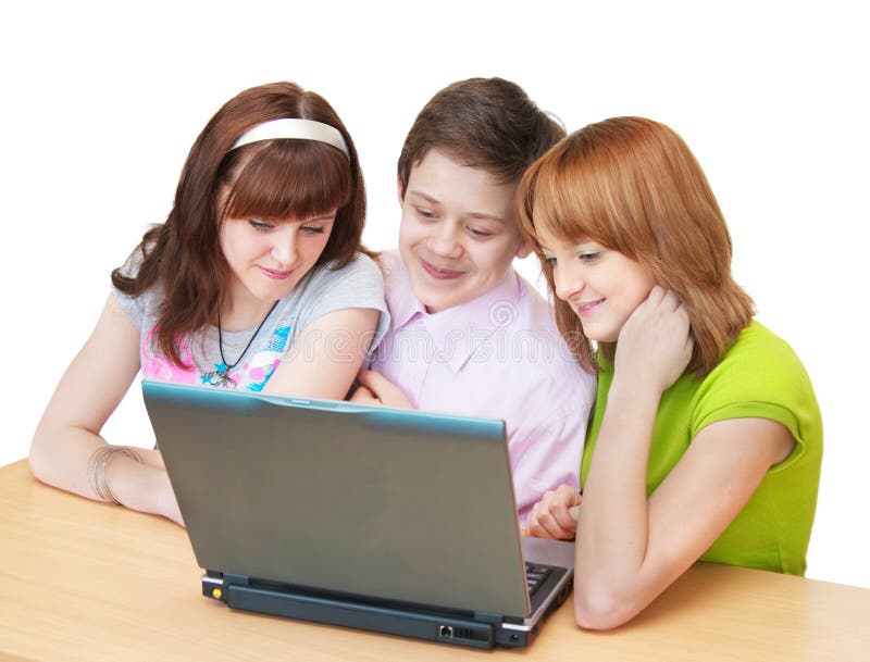 Group of Happy Students with the Laptop Stock Photo - Image of lesson ...