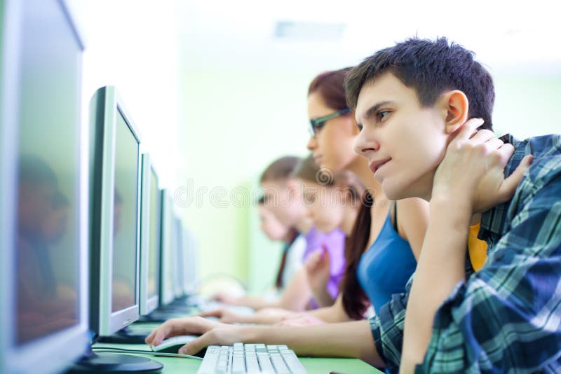 Teenage Students in it Class Using Computers Stock Photo - Image of ...