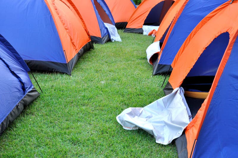 Group Tent in Camp and Arrangment Stock Photo - Image of color, green ...
