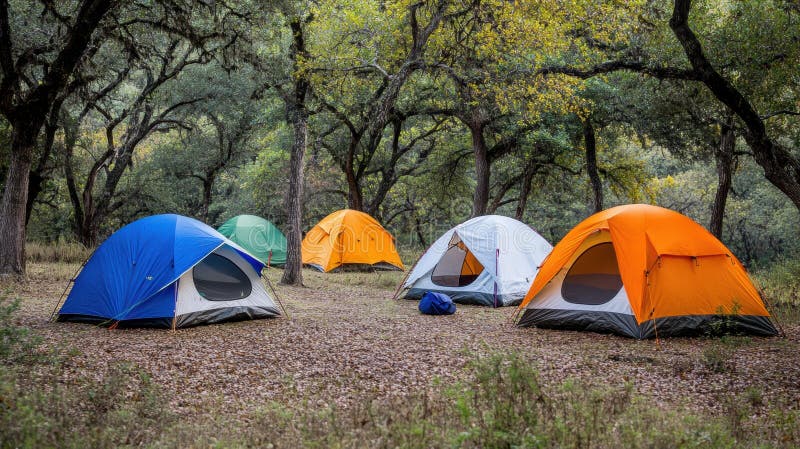A Group of Tents are Set Up in a Wooded Area, AI Stock Image - Image of ...