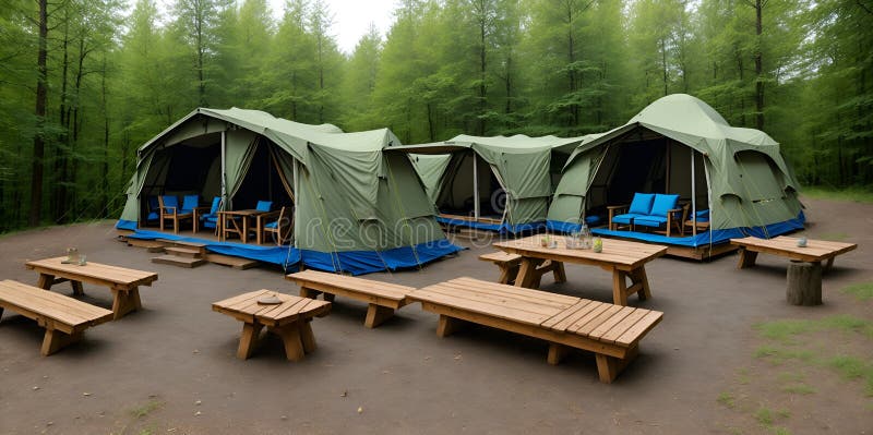 A Group of Tents Set Up in the Woods Created with Generative AI ...