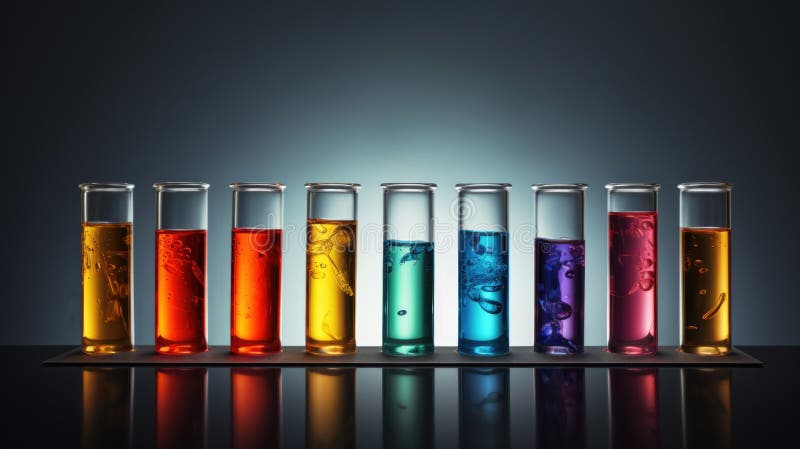 Group of Test Tubes with a Colored Reagents in a Rack Stock Image ...