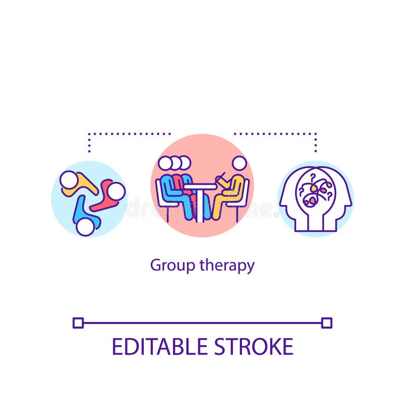 Group therapy concept icon stock vector. Illustration of consultation ...