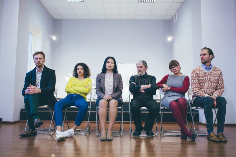Group Therapy: Diverse People Talking and Giving Support Stock Photo ...