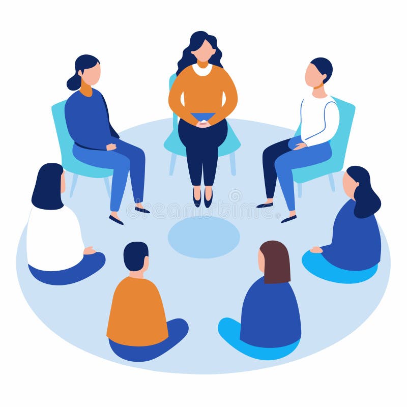 Group Therapy Session Illustration People Sitting in Circle for Support ...