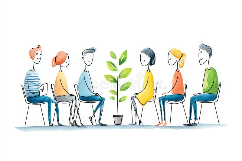 Group Therapy Session Illustration Simple Illustration of a Group Therapy Session Featuring ...