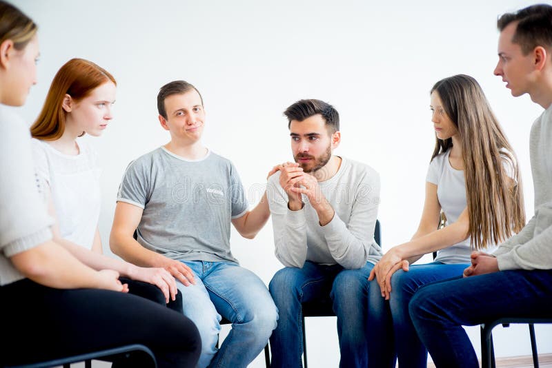 Group therapy in session stock image. Image of caucasian - 92391723